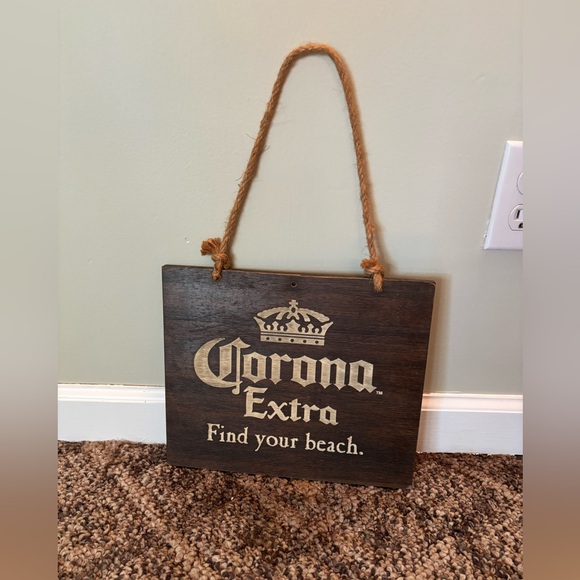 Corona | Accents | Corona Extra Wooden Hanging Sign Find Your Beach ...